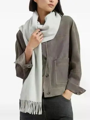 Brunello Cucinelli Fringe Cashmere Scarf - Grey