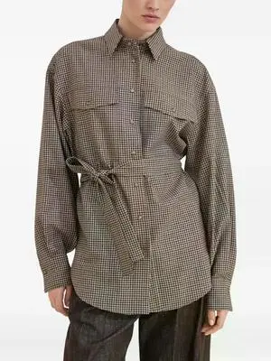 Brunello Cucinelli Checked Shirt - Brown
