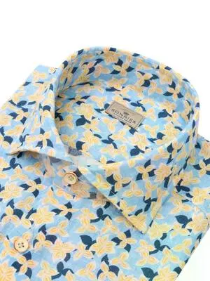 SONRISA Floral-print Linen Shirt - Blue