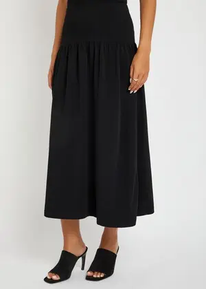 Vince Pleated Stretch-knit Midi Skirt