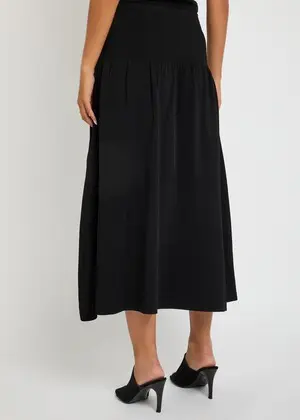 Vince Pleated Stretch-knit Midi Skirt