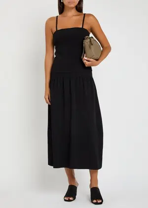 Vince Pleated Stretch-knit Midi Skirt