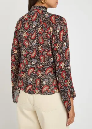 Rixo Floral Chiffon Blouse With Tie Detail