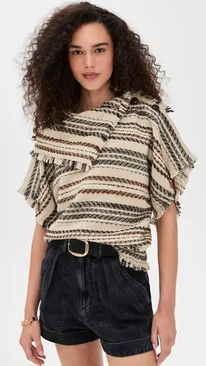 Isabel Marant Ilianie Striped Tweed Sweater
