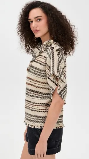 Isabel Marant Ilianie Striped Tweed Sweater
