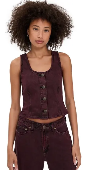 Rag & Bone Poppy Denim Top - Burnt Brown
