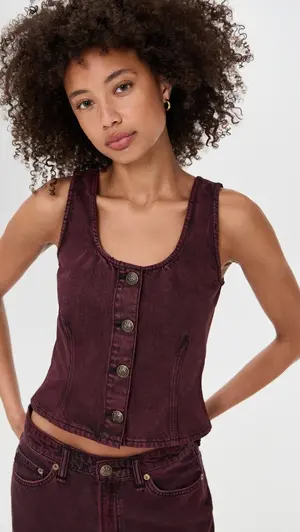 Rag & Bone Poppy Denim Top - Burnt Brown