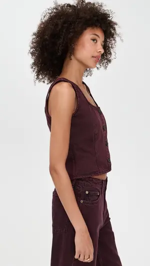 Rag & Bone Poppy Denim Top - Burnt Brown