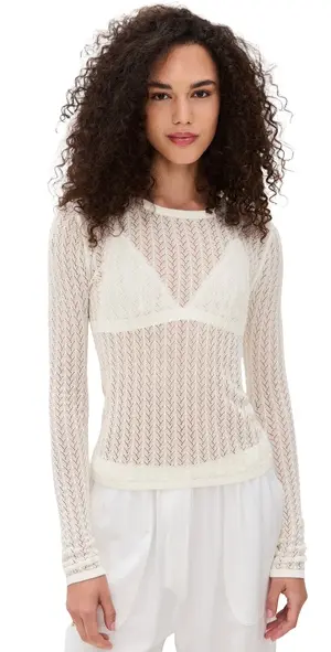 WHITE & WARREN Paperfine Lace Stitch Top