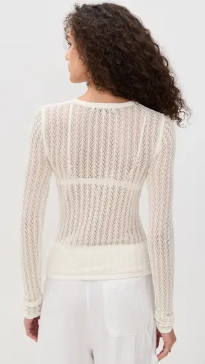 WHITE & WARREN Paperfine Lace Stitch Top