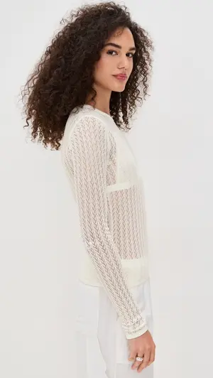 WHITE & WARREN Paperfine Lace Stitch Top