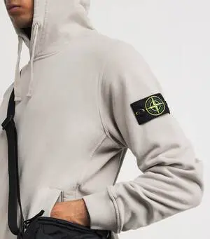 Stone Island Organic Cotton Compass Logo Hoodie - Grey