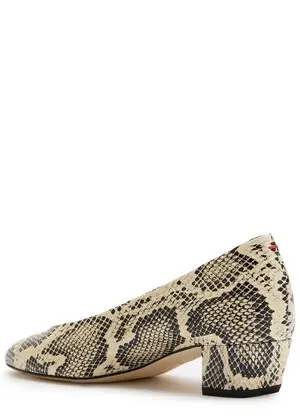 AeydĒ Helia 35 Python-effect Leather Pumps - Beige