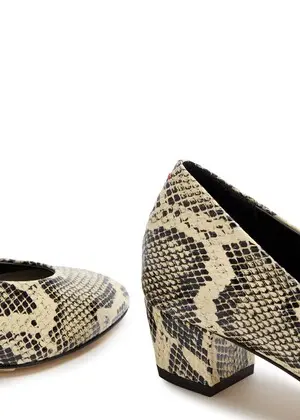 AeydĒ Helia 35 Python-effect Leather Pumps - Beige