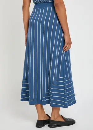 JOSEPH Striped Jacquard Stretch-knit Midi Skirt