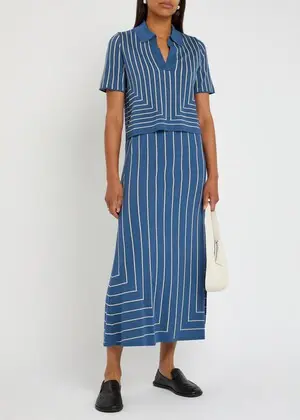 JOSEPH Striped Jacquard Stretch-knit Top