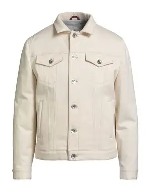 Brunello Cucinelli Ivory Jacket In Cotton, Cashmere, Polyamide, And Elastane