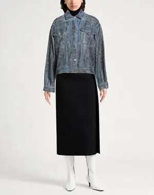 Alberta Ferretti Snakeskin-print Denim Trucker Jacket