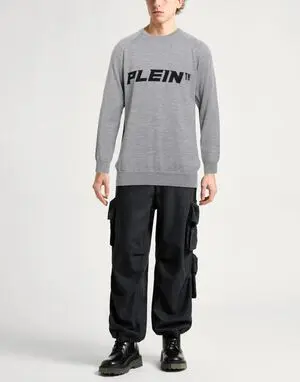 Philipp Plein Wool Sweater With Logo Detail - Light Grey