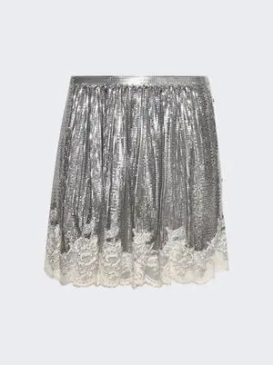Metallic Lace Pleated Skirts