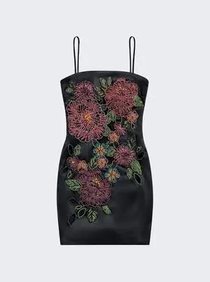 Black Embroidered Flowers Dresses