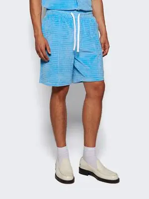 Casablanca Velour Pintuck Shorts - Blue