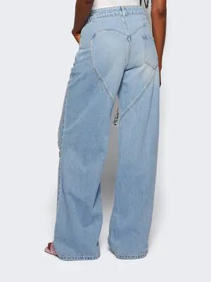 AREA Distressed Crystal Relaxed Slit Jean