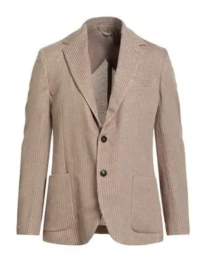 LIU •JO MAN Single-Breasted Striped Blazer Beige