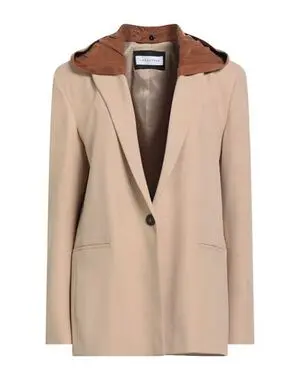 CARACTÈRE Single-breasted Blazer With Detachable Hood - Beige