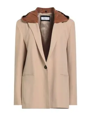 CARACTÈRE Single-breasted Blazer With Detachable Hood - Beige