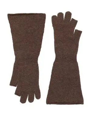 Rick Owens Knitted Gloves Brown