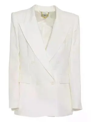 Elisabetta Franchi Double-breasted Linen Jacket - White