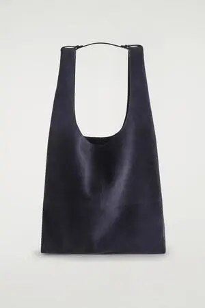 Cos Slouchy Suede Tote - Navy