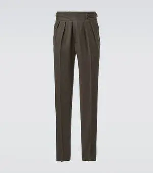 Rubinacci Manny Wool Flannel Tapered Trousers - Green