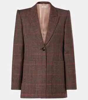 Chloé Checked Virgin Wool Blazer - Brown