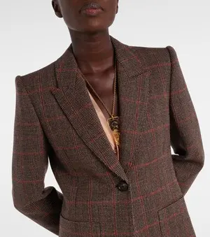 Chloé Checked Virgin Wool Blazer - Brown