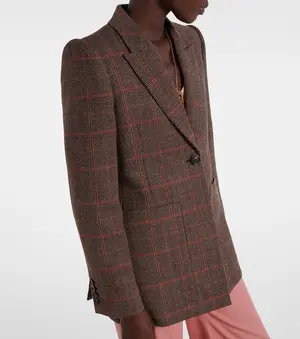 Chloé Checked Virgin Wool Blazer - Brown