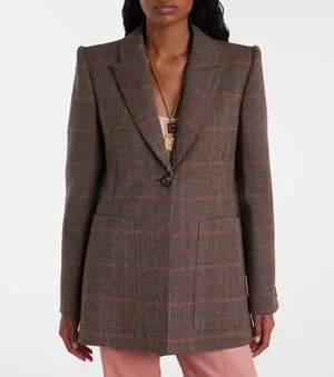 Chloé Checked Virgin Wool Blazer - Brown