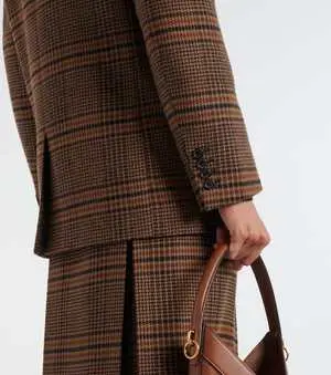 Saint Laurent Checked Wool Blazer - Brown