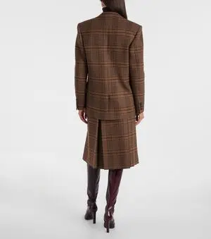 Saint Laurent Checked Wool Blazer - Brown