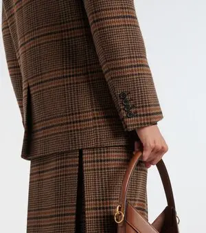Saint Laurent Checked Wool Blazer - Brown