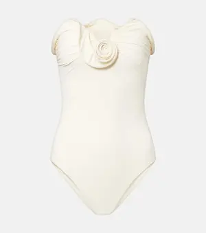 Magda Butrym Floral-appliqué Swimsuit - White