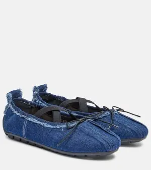Simone Rocha Ballerina Grip Denim Ballet Flats - Blue