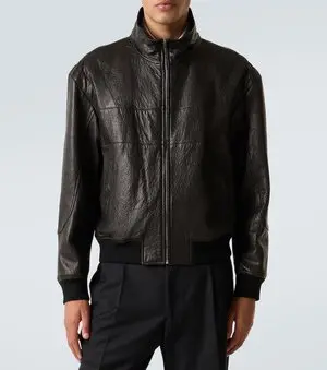 Saint Laurent Leather Bomber Jacket - Black