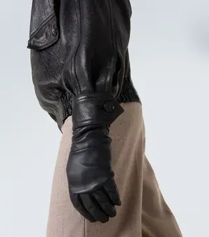 Saint Laurent Leather Bomber Jacket - Black