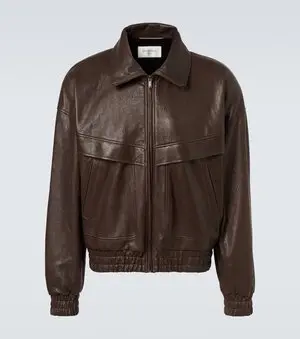 Saint Laurent Leather Bomber Jacket - Brown