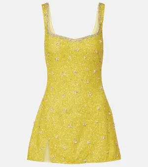 CLIO PEPPIATT Crystal-embellished Mini Dress - Yellow