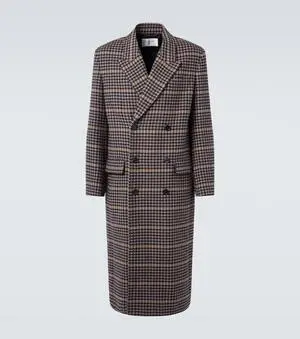 Saint Laurent Houndstooth Wool Overcoat - Multicoloured