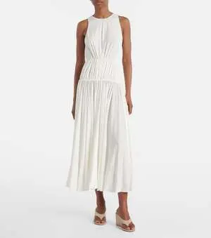 Alaïa Gathered Jersey Maxi Dress - White