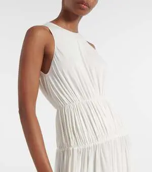 Alaïa Gathered Jersey Maxi Dress - White